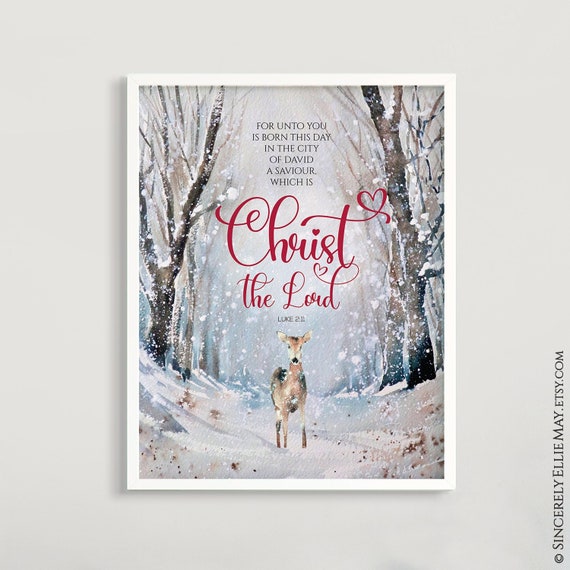 Bible Verse Wall Art Christmas Winter Watercolor Decor | Etsy