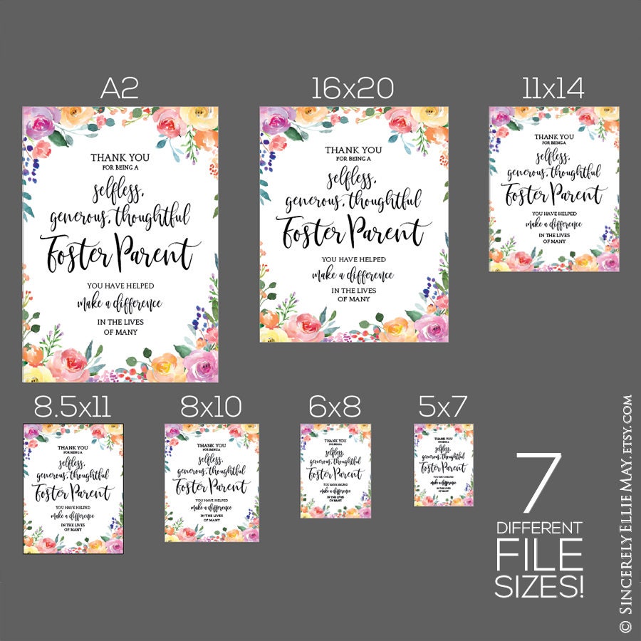 Foster Parent Appreciation Gifts, Great as Foster Care Printable Thank ...