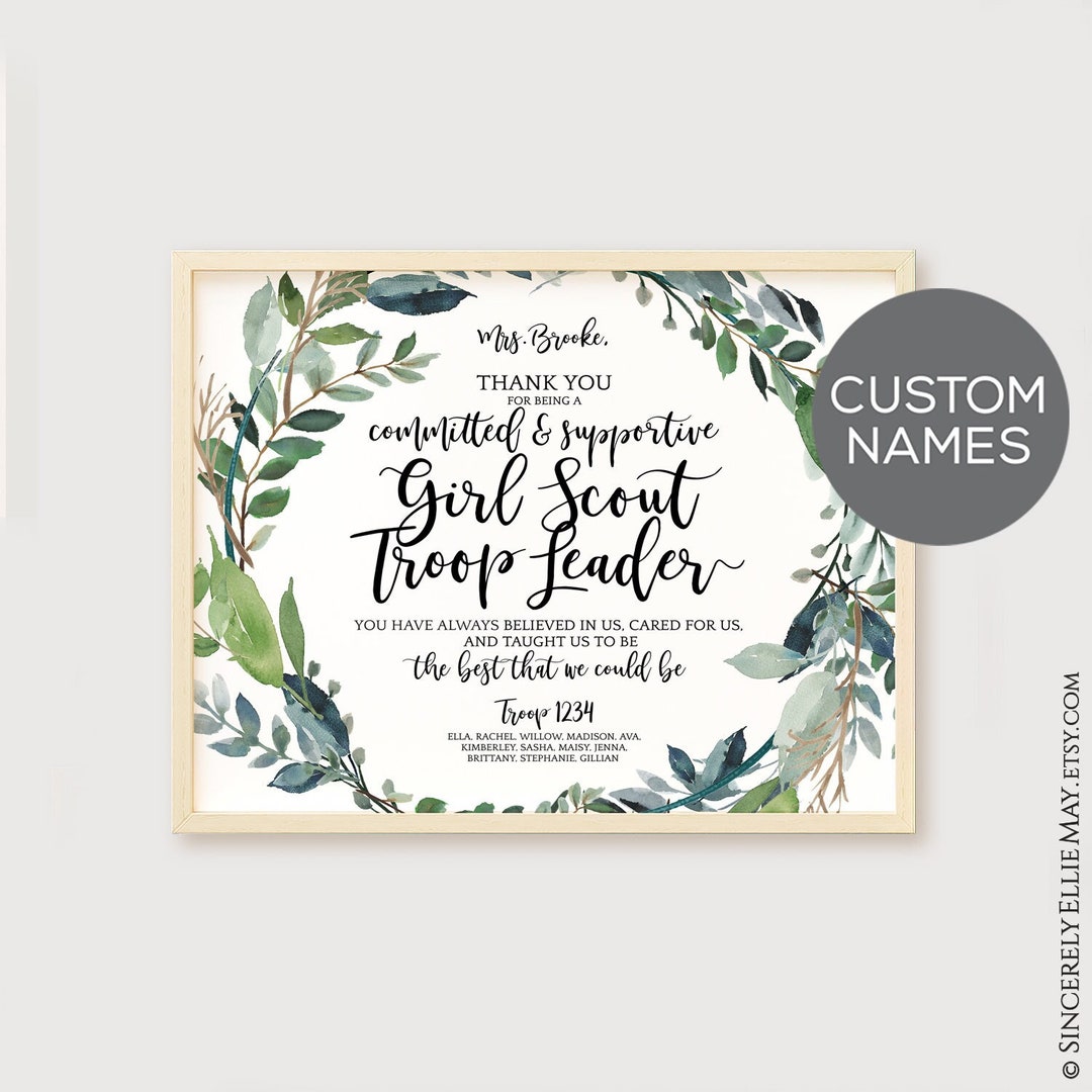 Personalized Gifts for Girl Scout Troop Leader - Appreciation Thank You ...