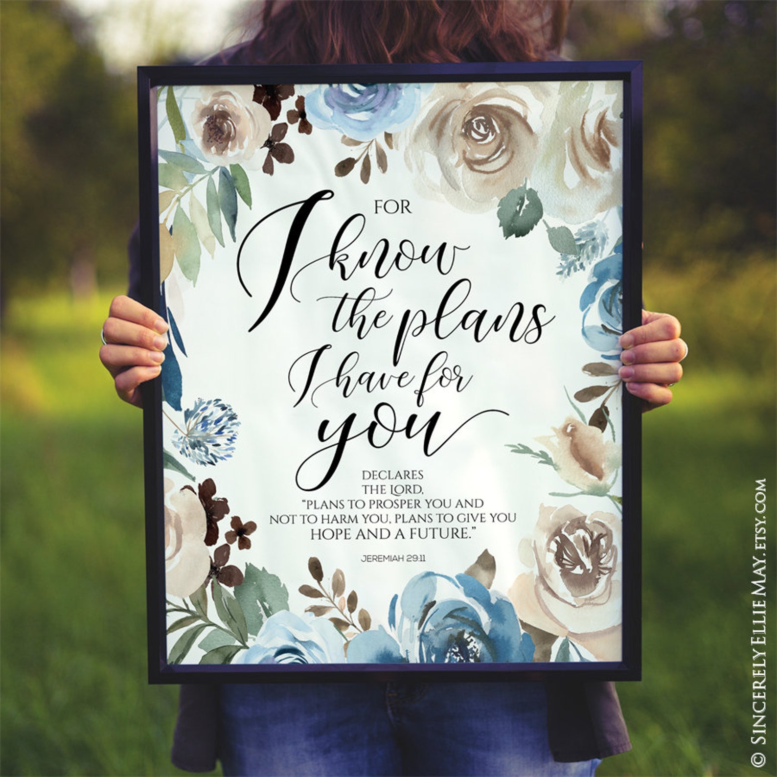 Bible Verse Poster Sign Jeremiah 29 11 Christian Wall Art | Etsy