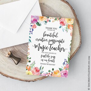 Music Teacher Appreciation Gift, Great as Thank You Quote Printable ...