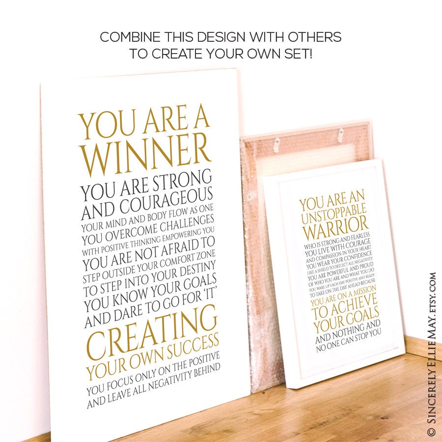 Grow Positive Thoughts With Winner Printable Poster Gift - You Are A ...