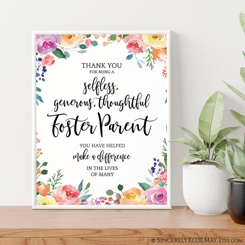 Foster Parent Appreciation Gifts, Great as Foster Care Printable Thank ...