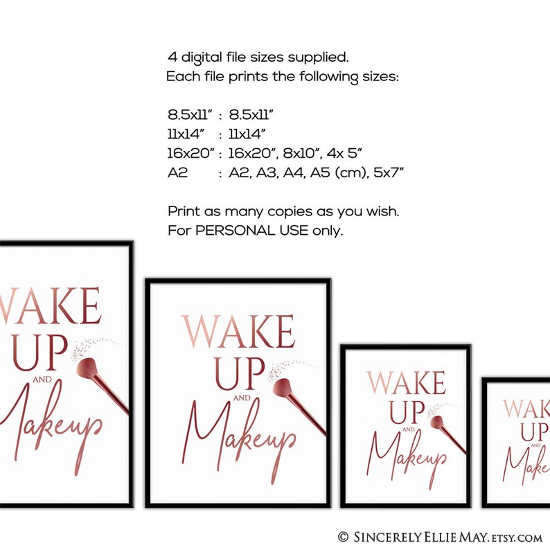 Wake Up and Makeup Quote Rose Gold Sign Decorate your Home | Etsy