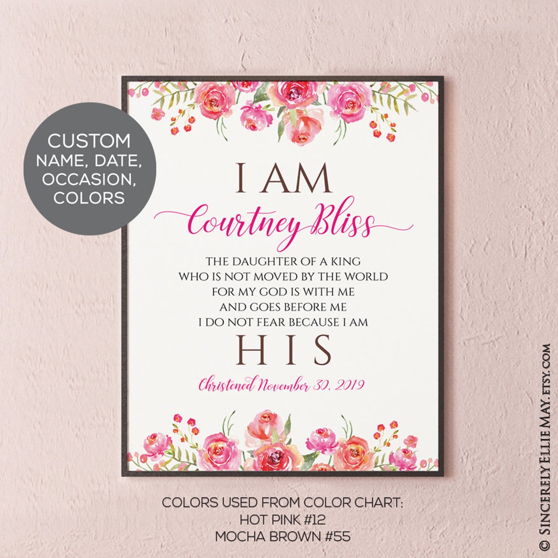 Dedication Girl Custom Wall Art Gift Daughter Of A King | Etsy