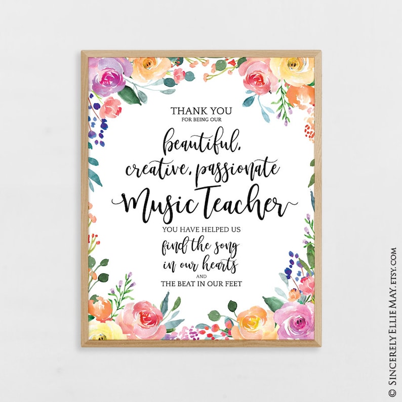 Music Teacher Appreciation Gift Great as Thank You Quote - Etsy Australia