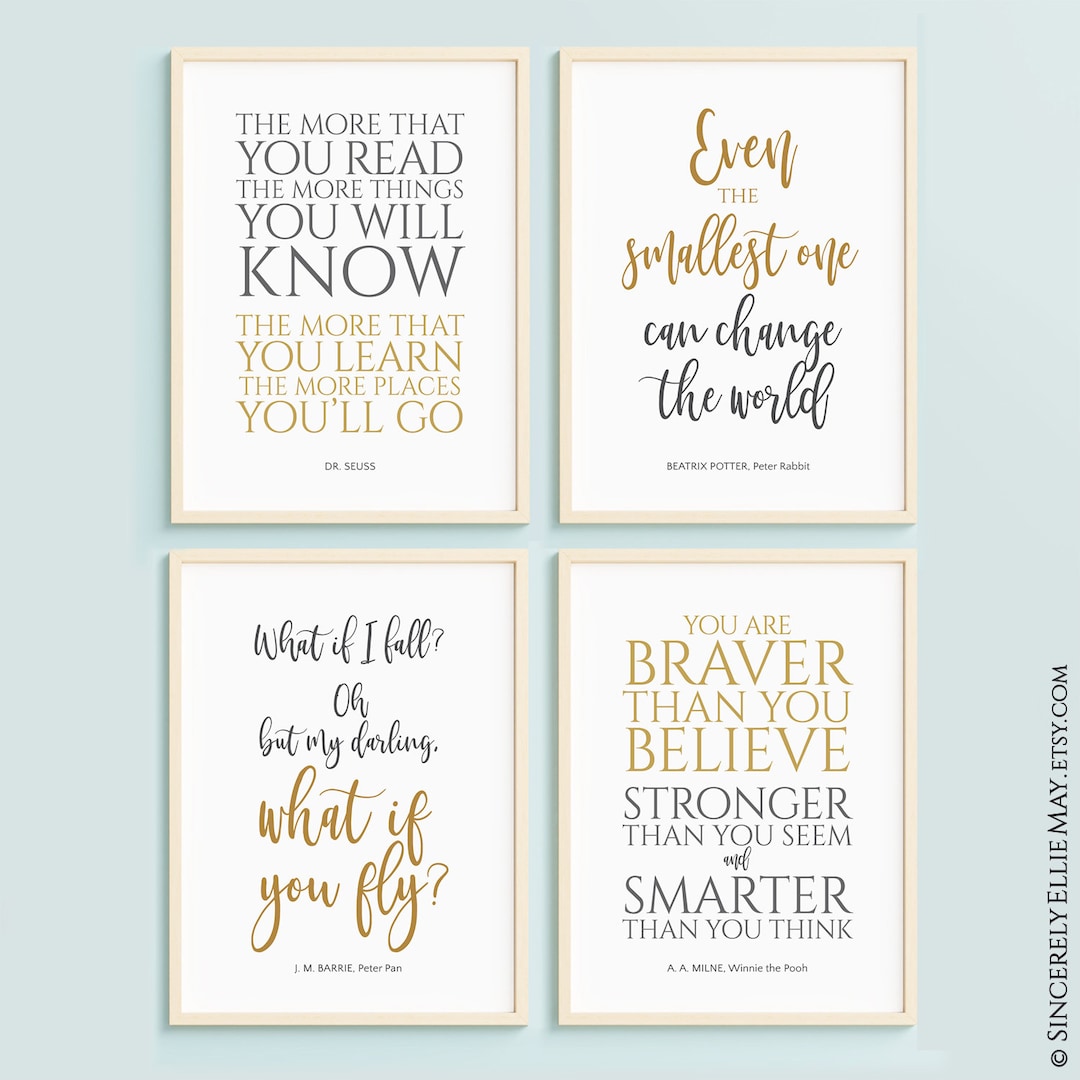 Book Quotes Motivational Wall Art Gifts for Children Printable - Winnie ...