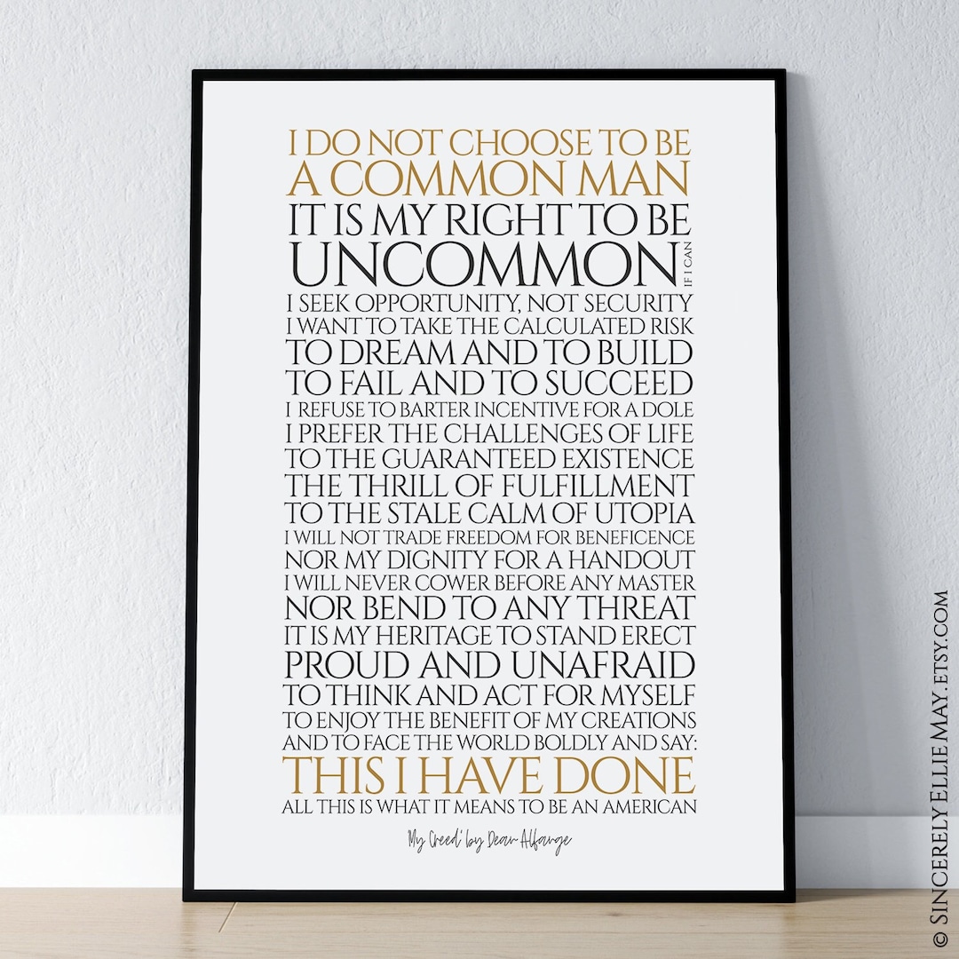 American Creed Wall Art Printable, Dean Alfange My Creed Quote ...