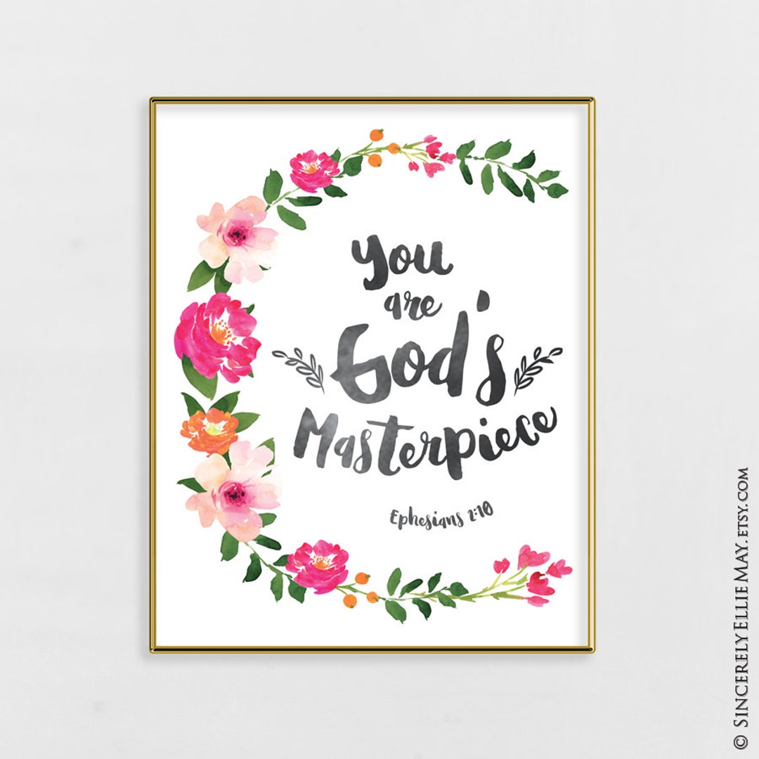 Ephesians 2 10 Gods Masterpiece Nursery Baby Scripture YOU PRINT Wall ...