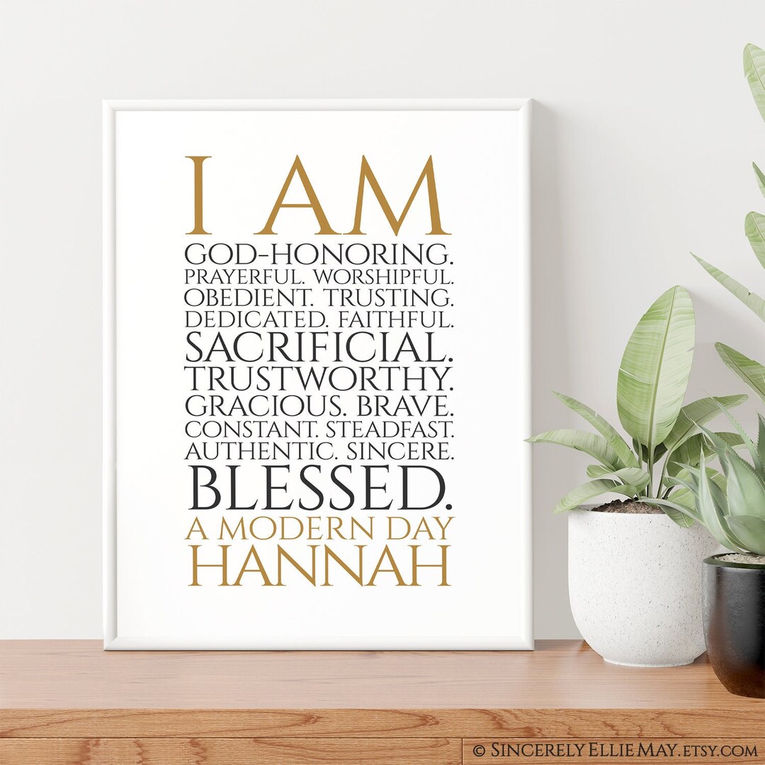 Hannah Printable Wall Art Bible Character - Christian Home Decor ...