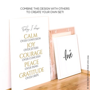 Today I Choose Calm, Joy, Courage, Peace and Gratitude Wall Art ...