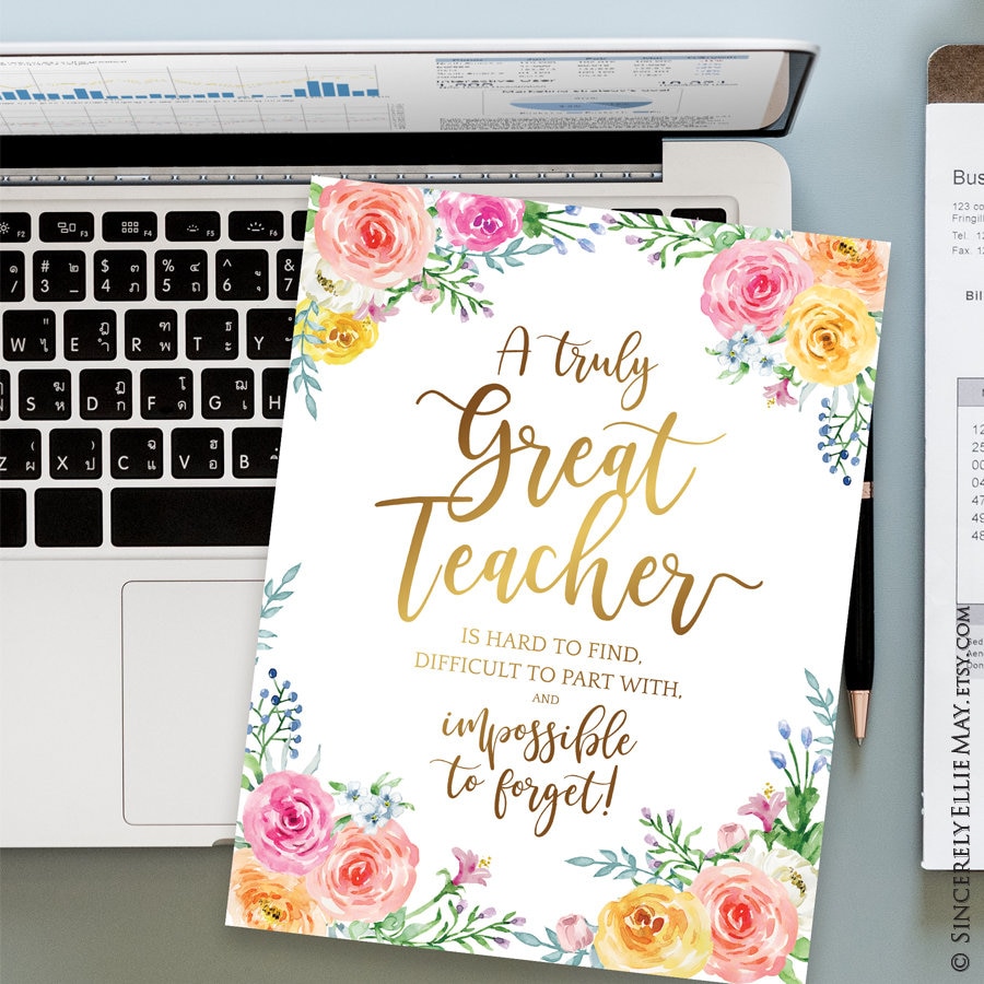 Goodbye Teacher Quote Gold Words YOU PRINT Gorgeous - Etsy Australia