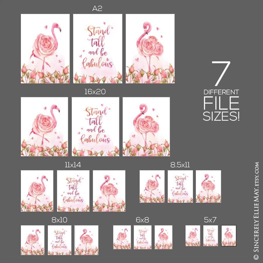Pink Flamingo Art Decor Stand Tall and Be Fabulous Little - Etsy Australia