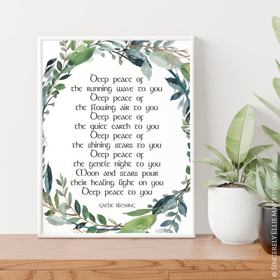 Deep Peace Gaelic Blessing Wall Art Decor Irish Sayings - Etsy