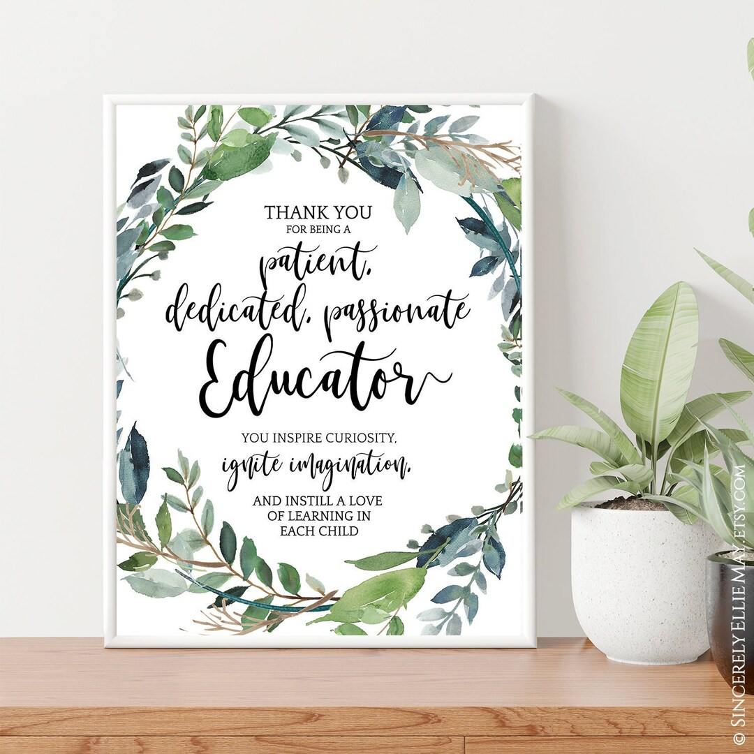 Educator Thank You Wall Art Digital Prints - Teacher Appreciation Gift ...