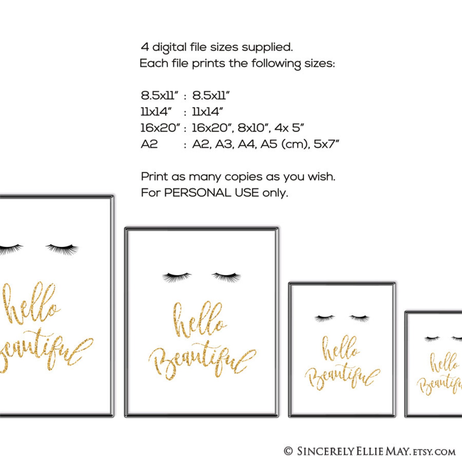 Hello Beautiful Sign Wall Art Glamour Quote Print Perfect - Etsy Australia