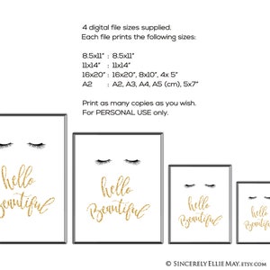 Hello Beautiful Sign Wall Art Glamour Quote Print, Perfect for the Chic ...