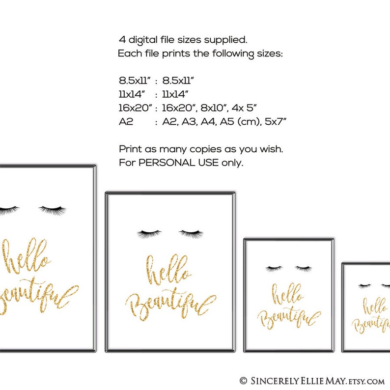 Hello Beautiful Sign Wall Art Glamour Quote Print Perfect - Etsy Australia