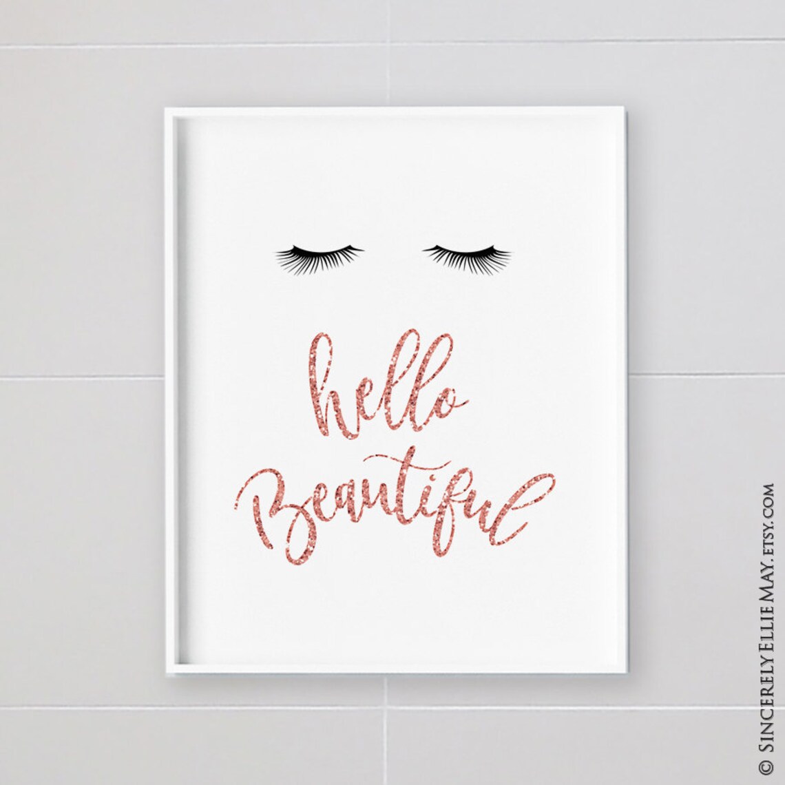 Hello Beautiful Quote Rose Gold Wall Art Positive | Etsy