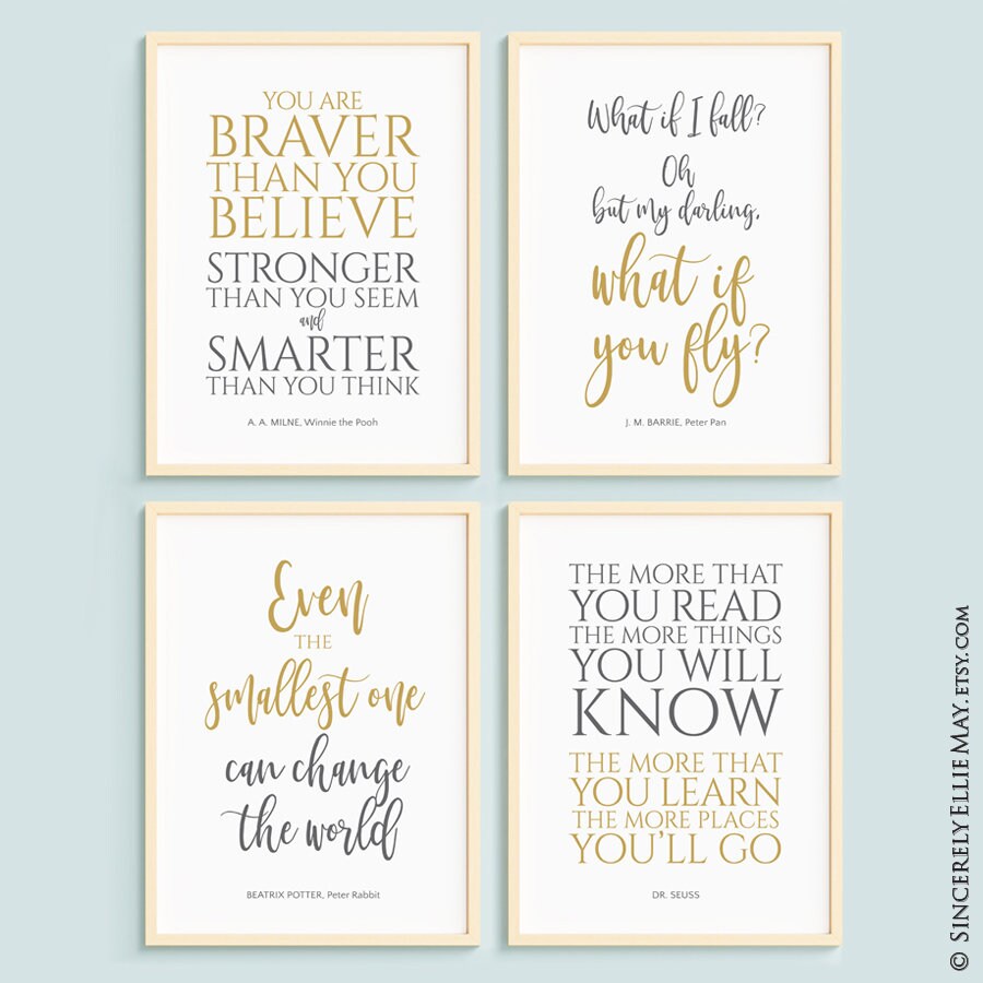 Book Quotes Motivational Wall Art Gifts for Children Printable | Etsy