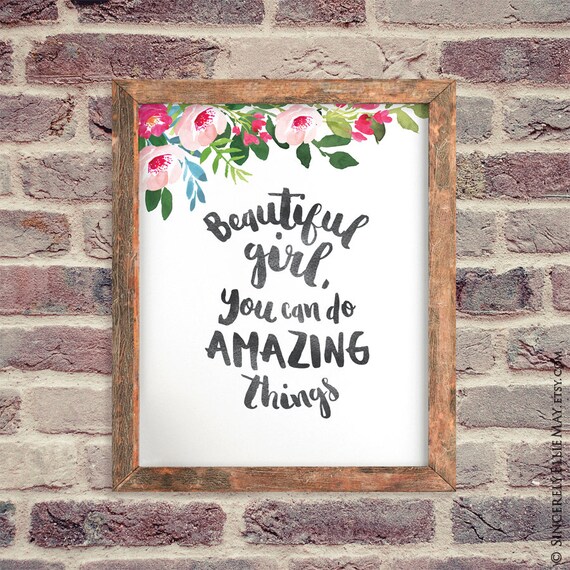 Baby Girl Quote Wall Art Beautiful Girl You Can Do Amazing | Etsy