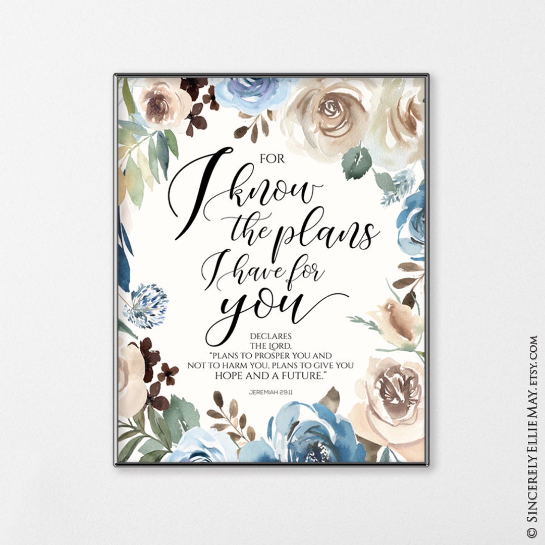 Bible Verse Poster Sign Jeremiah 29 11 Christian Wall Art - Etsy