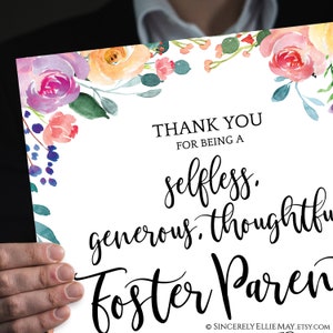 Foster Parent Appreciation Gifts, Great as Foster Care Printable Thank ...