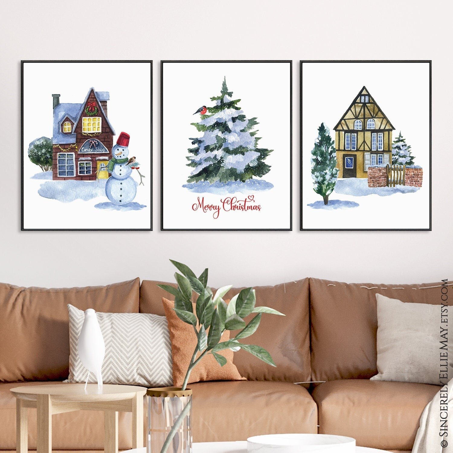 Digital Prints Prints holiday decor Set of 3 Christmas Wall Art ...