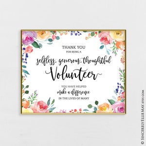 Appreciation Gifts for Volunteer - Thank You Volunteer Printable ...