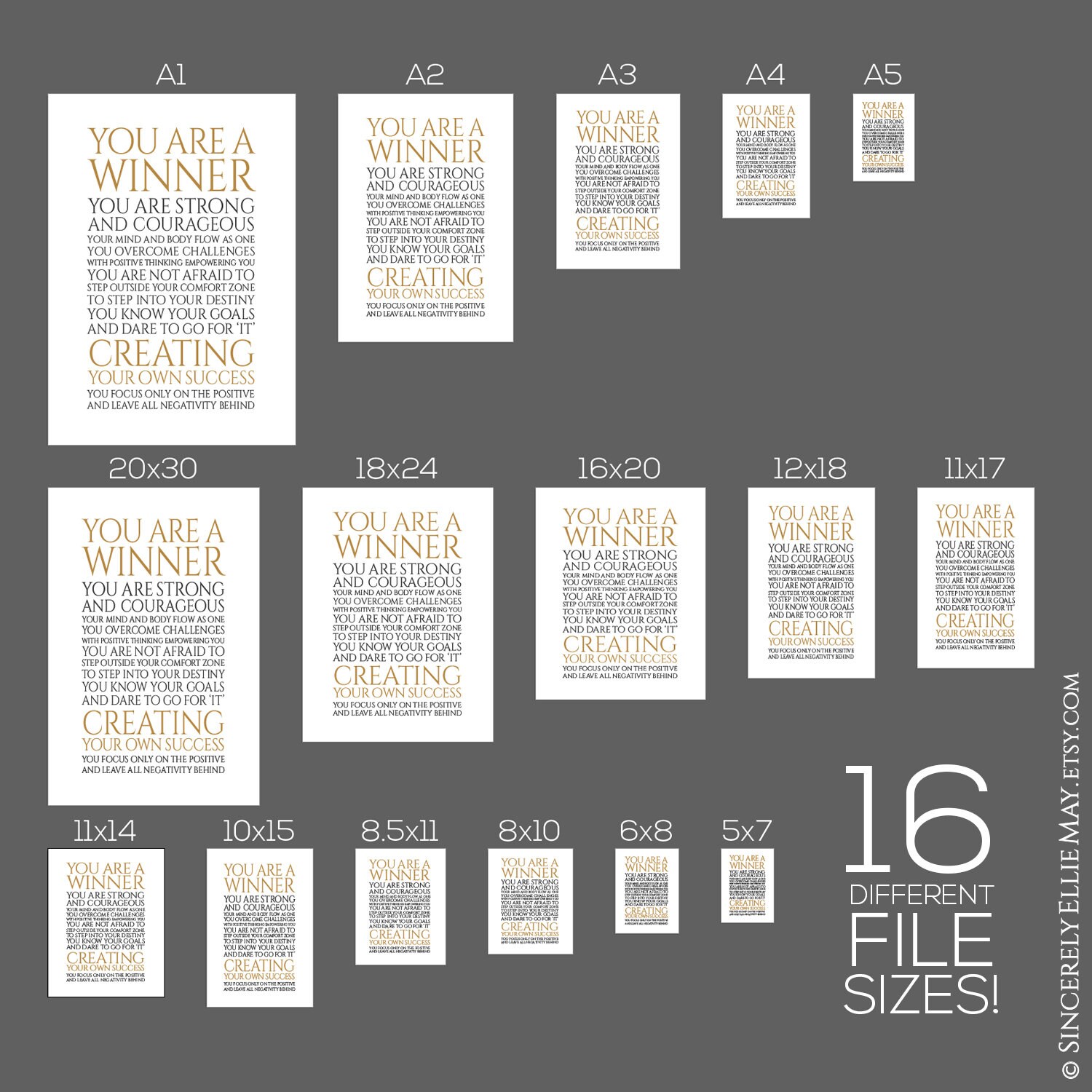 Grow Positive Thoughts With Winner Printable Poster Gift - You Are A ...