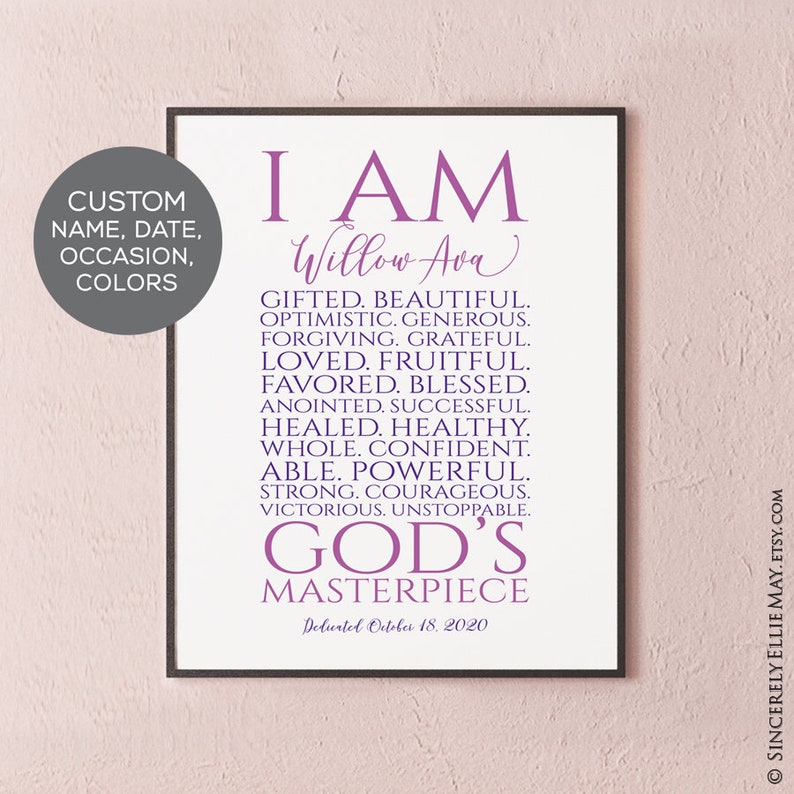 Gods Masterpiece Baby Girl Baptism Sign Gifts - Wall Art Perfect for ...