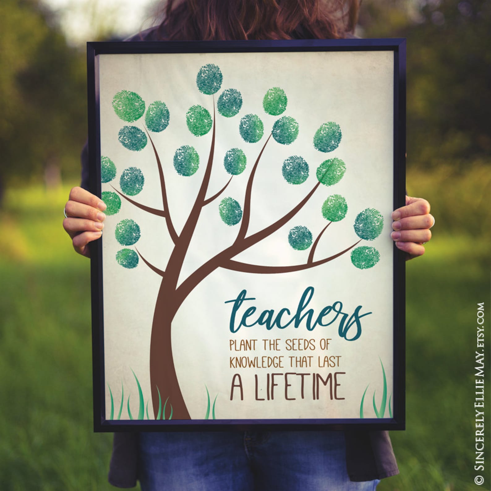 Fingerprint Tree Teacher Appreciation Retirement Printable | Etsy