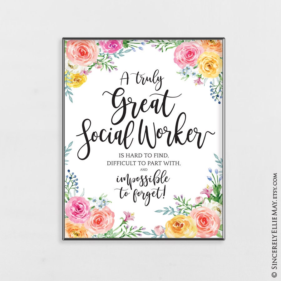 Social Worker Appreciation Quote Gift Wall Art Printable - Etsy Australia
