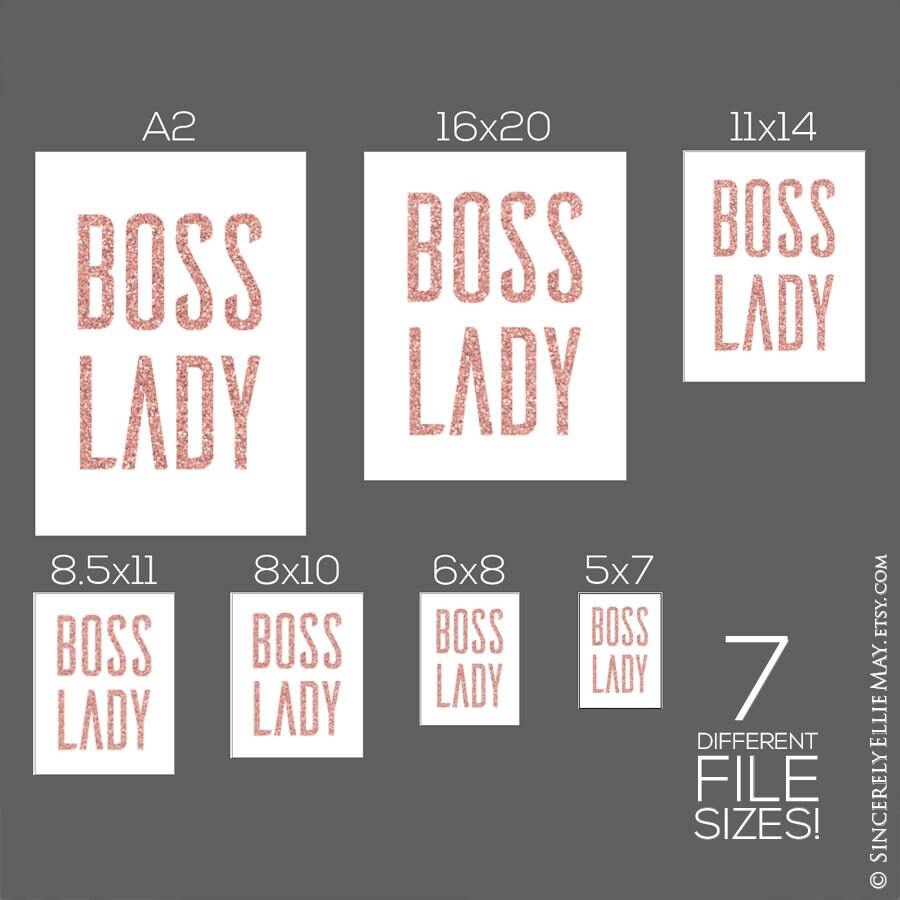 Boss Lady Gifts Printable Rose Gold Cubicle Office Decor | Etsy