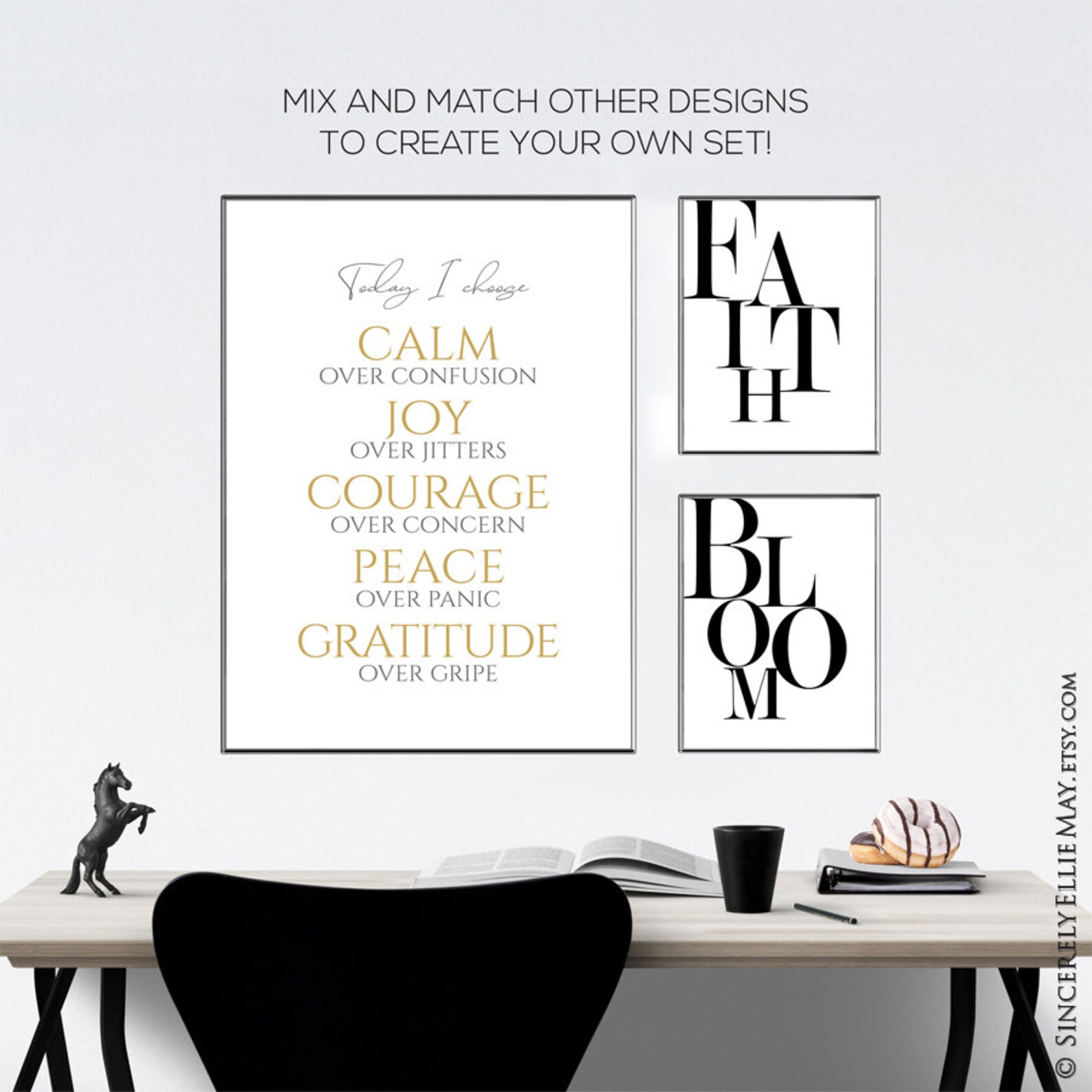 Today I Choose Calm Joy Courage Peace and Gratitude Wall | Etsy