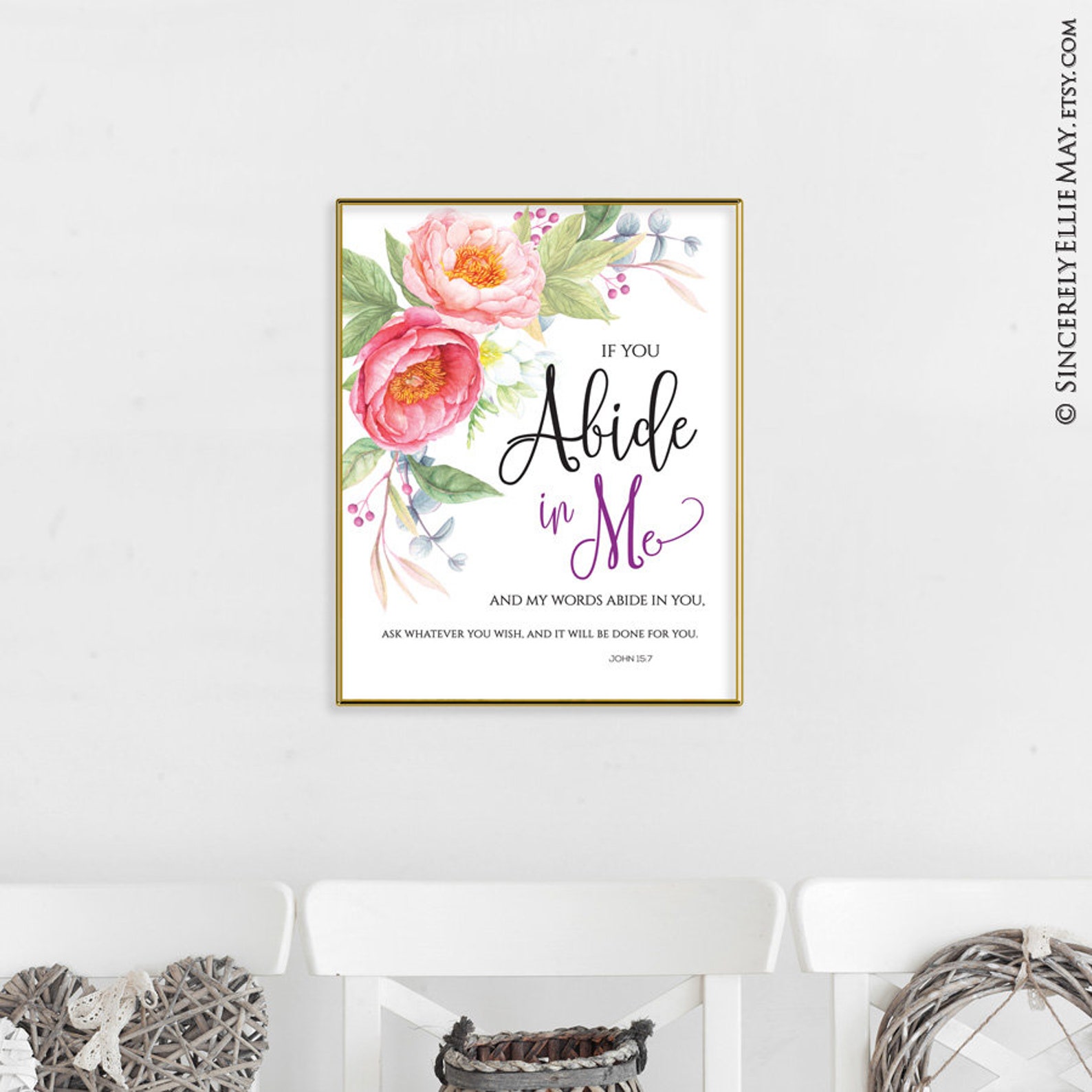 Abide in Me - Bible Verse Wall Art Printable on Remaining in Jesus ...