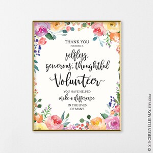 Volunteer Gifts Thank You - Volunteer Appreciation Printable, YOU PRINT ...