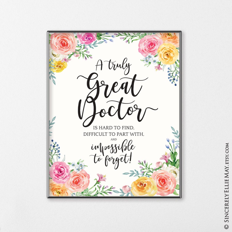 Thank You Doctor Appreciation Gifts Great Doctor Quote | Etsy