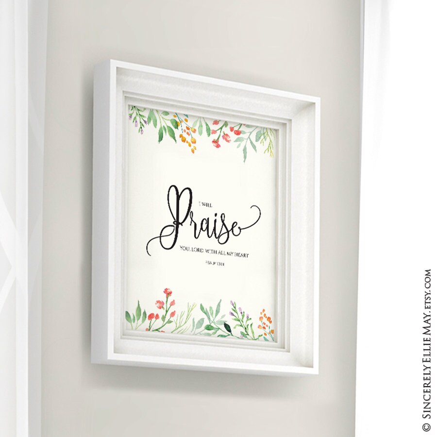 I Will Praise You Lord Psalm 138:1 Christian Sign Wall Art | Etsy