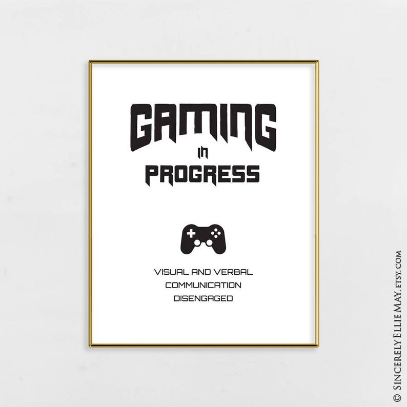 Funny Gaming Poster Gaming in Progress Wall Art Printable | Etsy