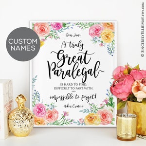 Paralegal Gifts Custom Appreciation Printable Sign, Thank You Card or ...