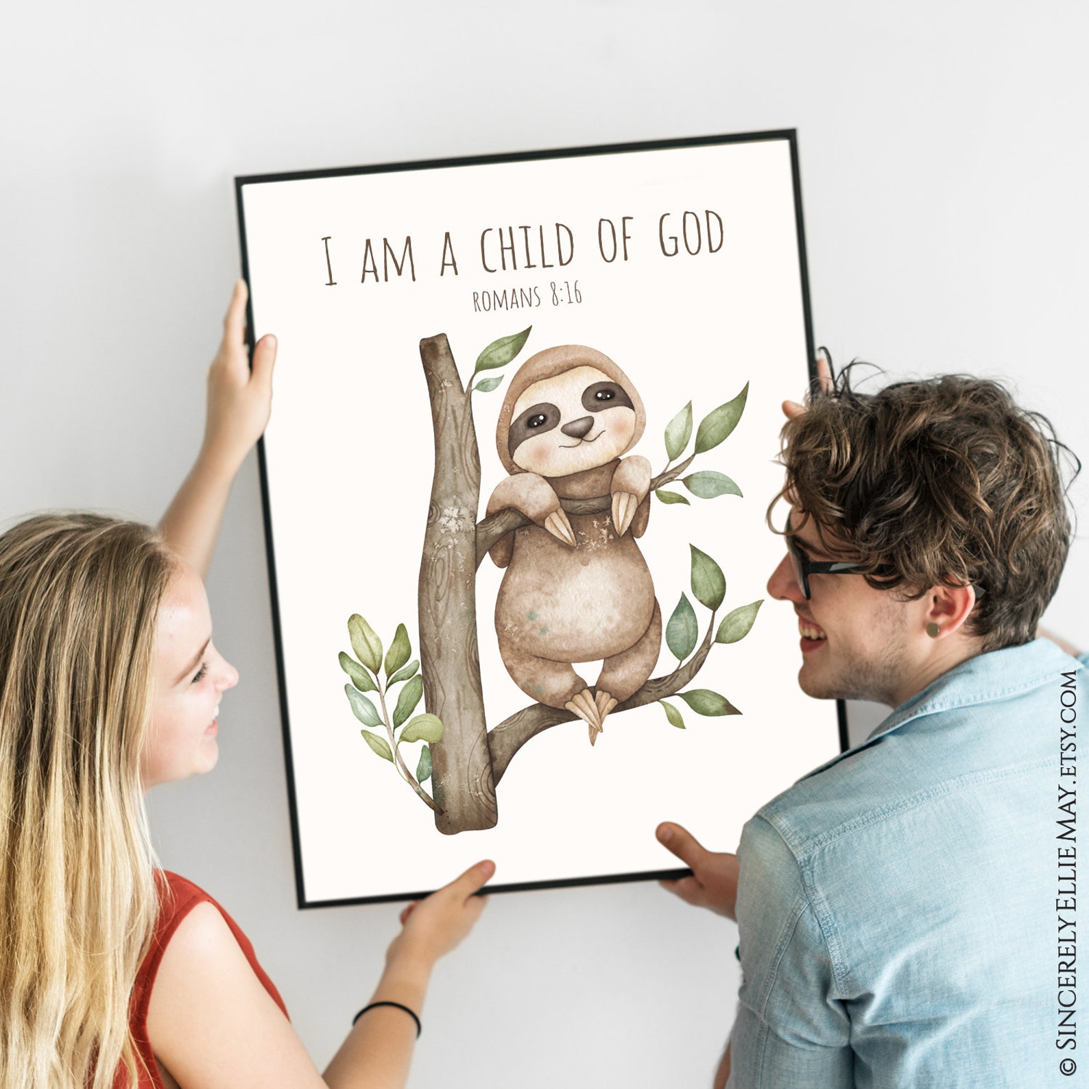 Sloth Baby Wall Art Nursery Digital Print Christian Bible - Etsy