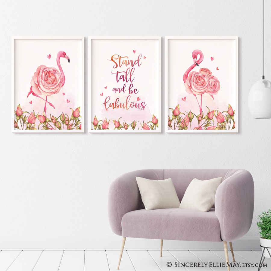 Pink Flamingo Art Decor Stand Tall and Be Fabulous Little - Etsy Australia