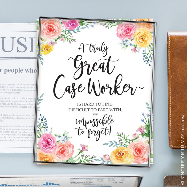 Case Worker Gift Wall Art, Office Appreciation Printable Gifts Perfect ...