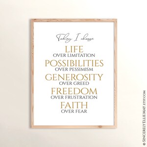 Grow Positive Thoughts, Mental Health Wall Art Today I Choose Life ...