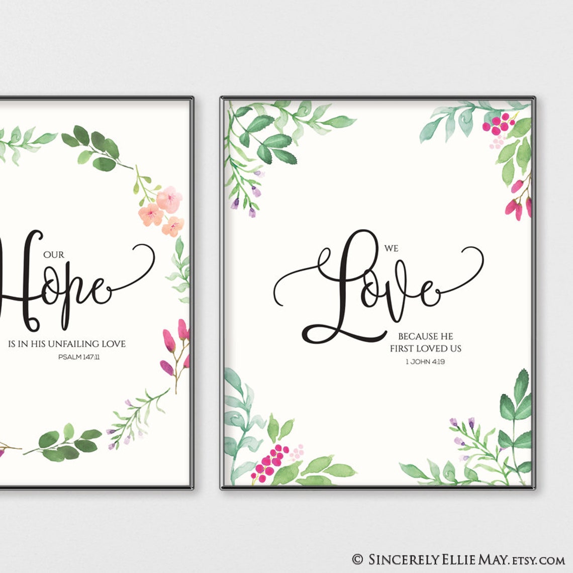 Faith Hope Love Wall Art Sign Gift Printables Set of 3 - Bible Verse ...