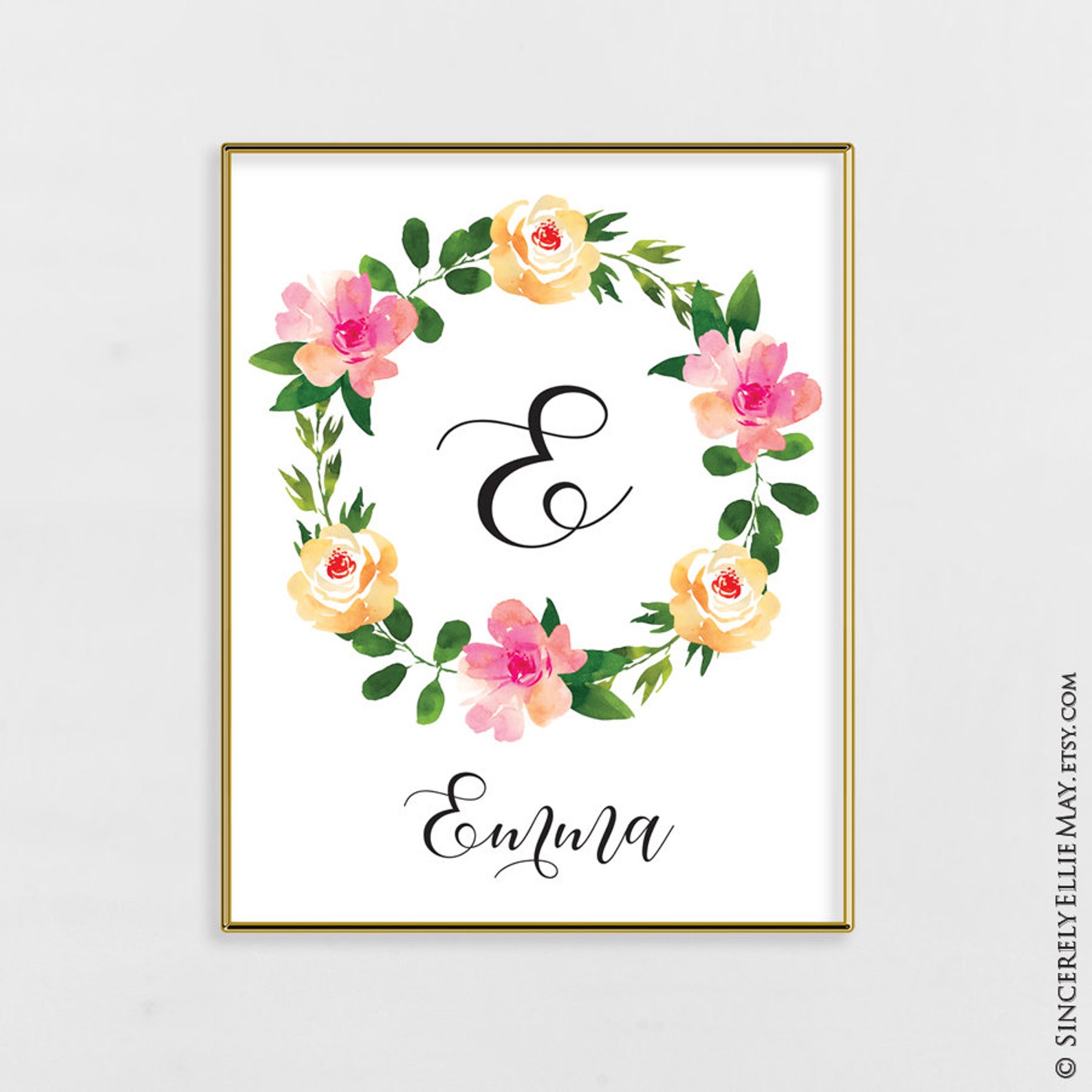 Personalized Name and Letter Wall Art Gift Custom Printable | Etsy