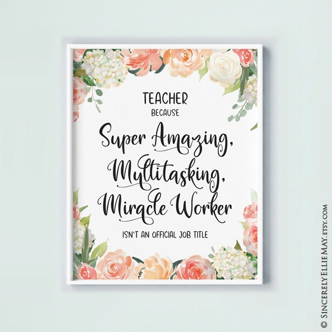 Teachers Appreciation Poster Printable Gifts Thank You Gifts for Best ...