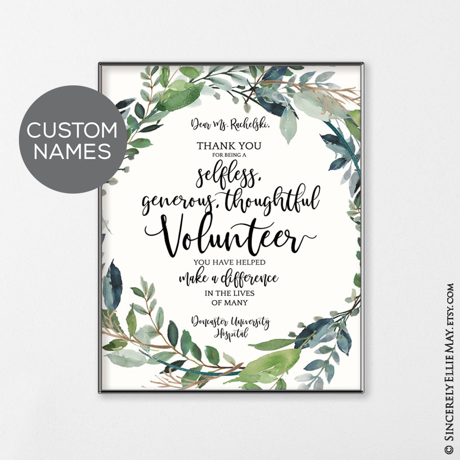 Volunteer Appreciation Custom Poster Gifts Personalized Thank | Etsy ...