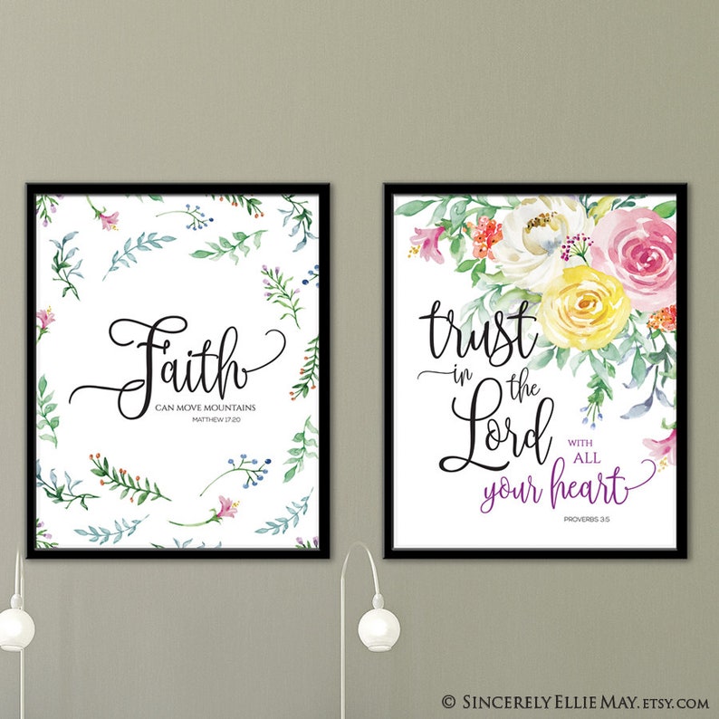 Faith Posters Wall Art Set Of 3 Christian Bundle Bible | Etsy